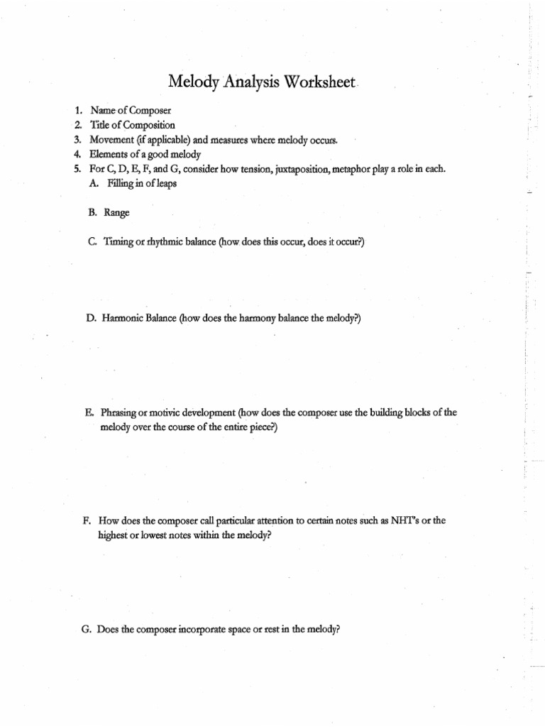 Melody Analysis Worksheet | PDF