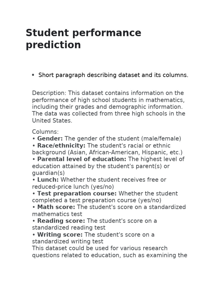 Student Performance Prediction | PDF