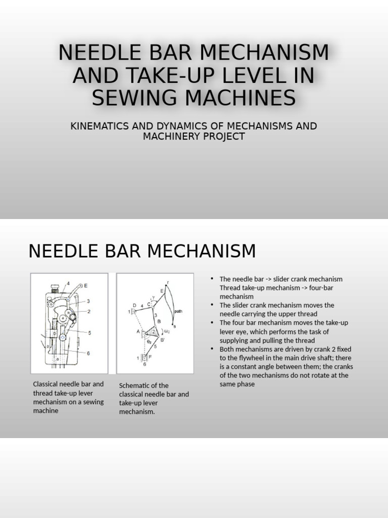 Needle Bar Mechanism and Take-Up Level in Sewing | PDF