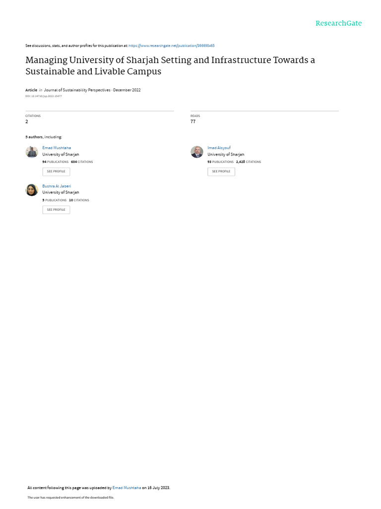 Managing University of Sharjah Setting and Infrast | PDF