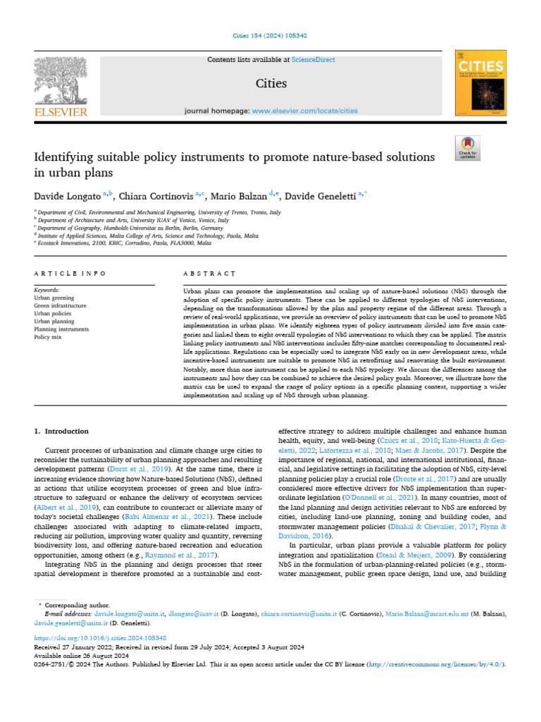 Identifying Suitable Policy Instruments To Promote Nature-Based ...