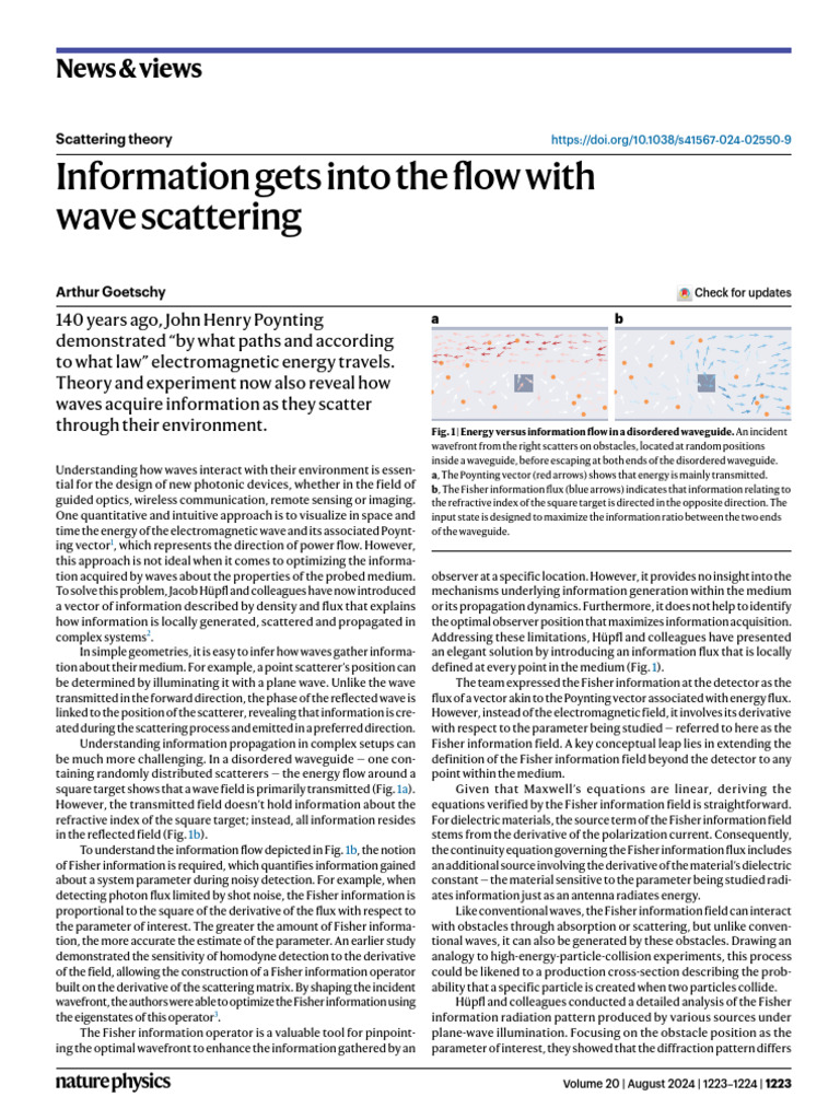 Information Gets Into The Flow With Wave Scattering | PDF
