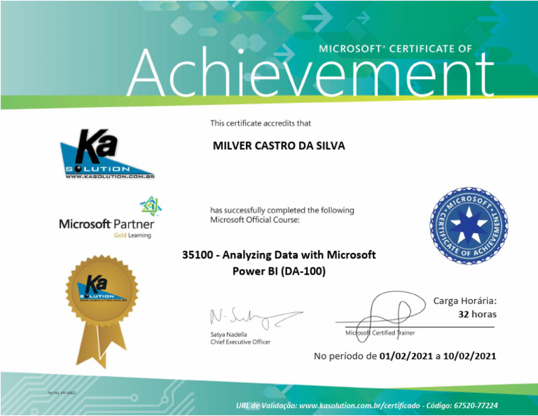 Certificado MICROSOFT - Milver | PDF