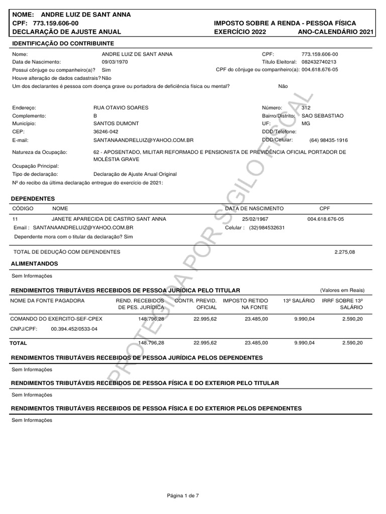 IRPF 2022 2021 Origi Imagem Declaracao | PDF