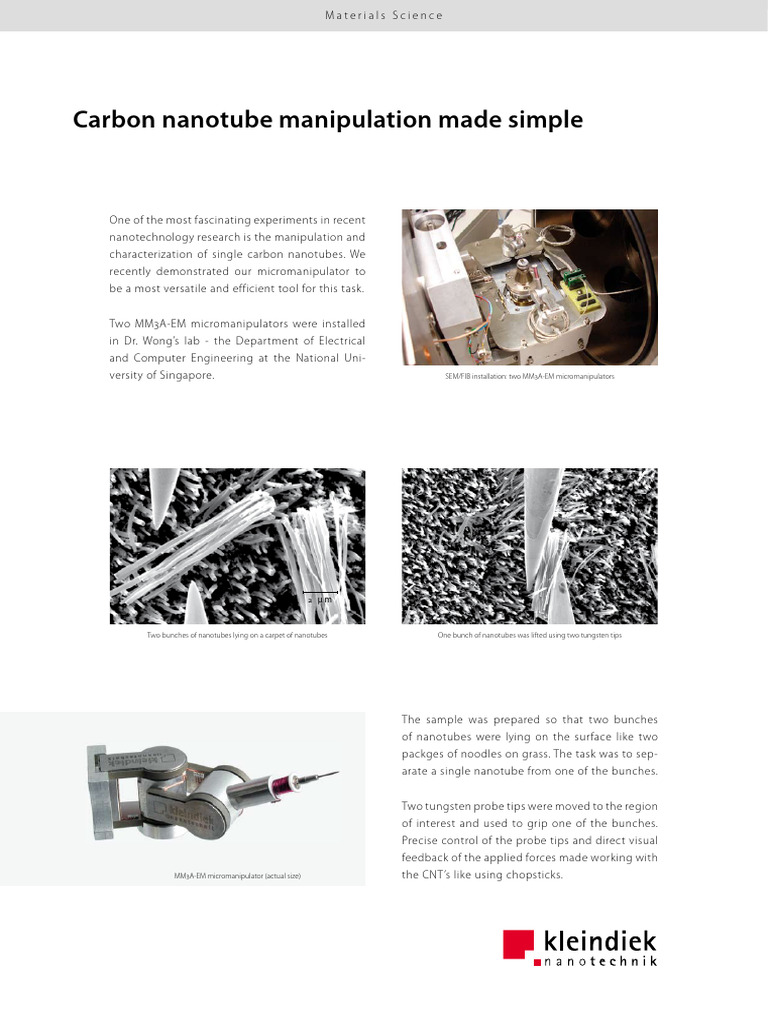 CNT Manipulation Made Simple | PDF | Carbon Nanotube | Building Engineering