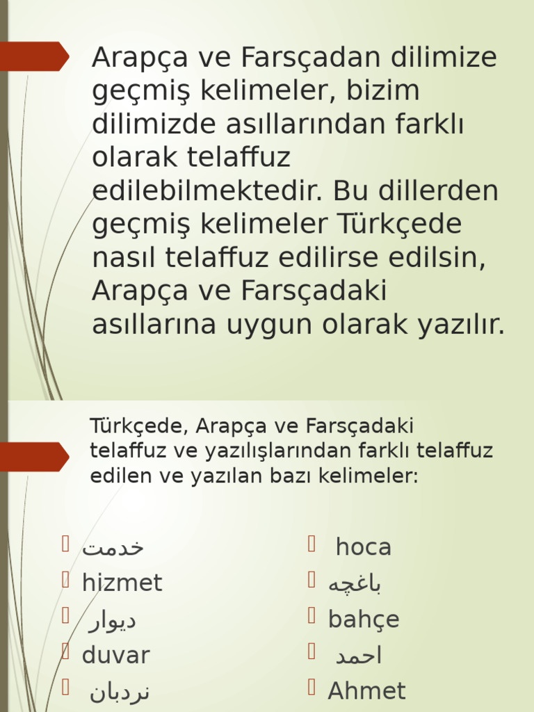 Arapça Ve Farsça Bazı Kelimelerin Yazımı | PDF