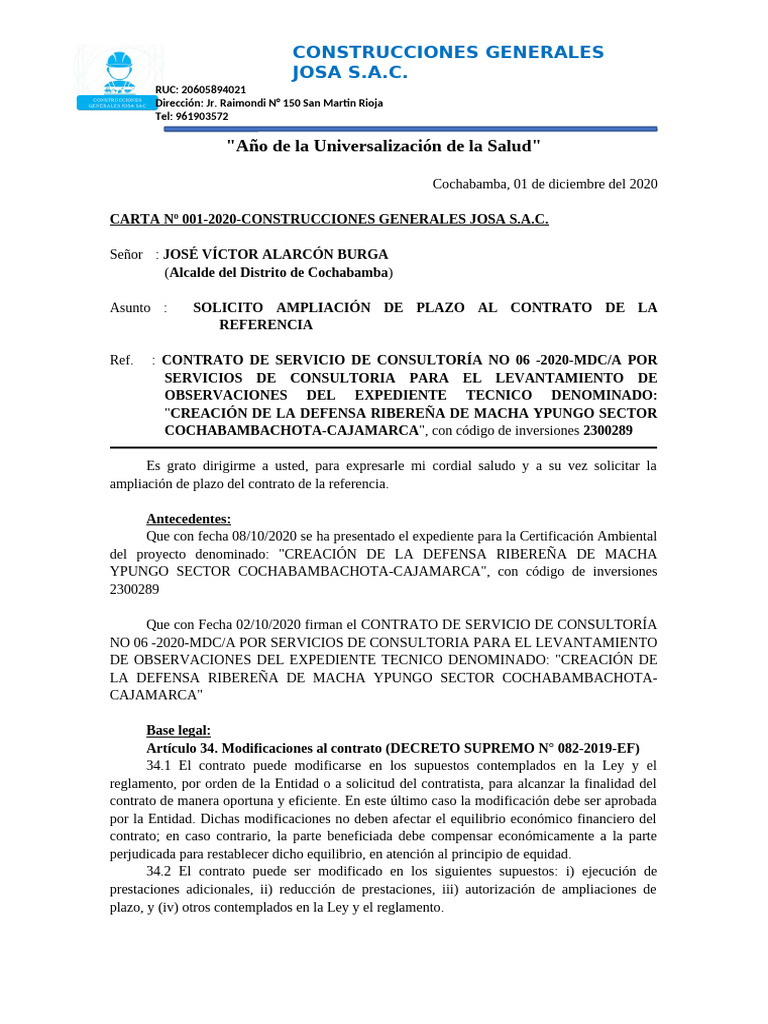 Carta Ampl. Plazo | PDF