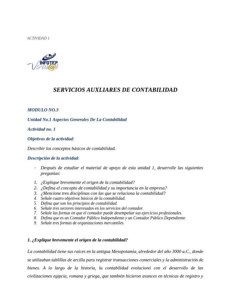 Actividad 1 Modulo 3 Unidad#1 | PDF | Contabilidad | Contador