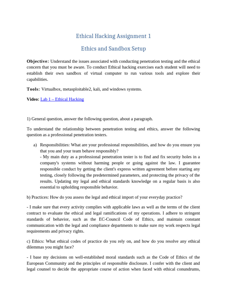 Ethical Hacking-Assignment 1 | PDF