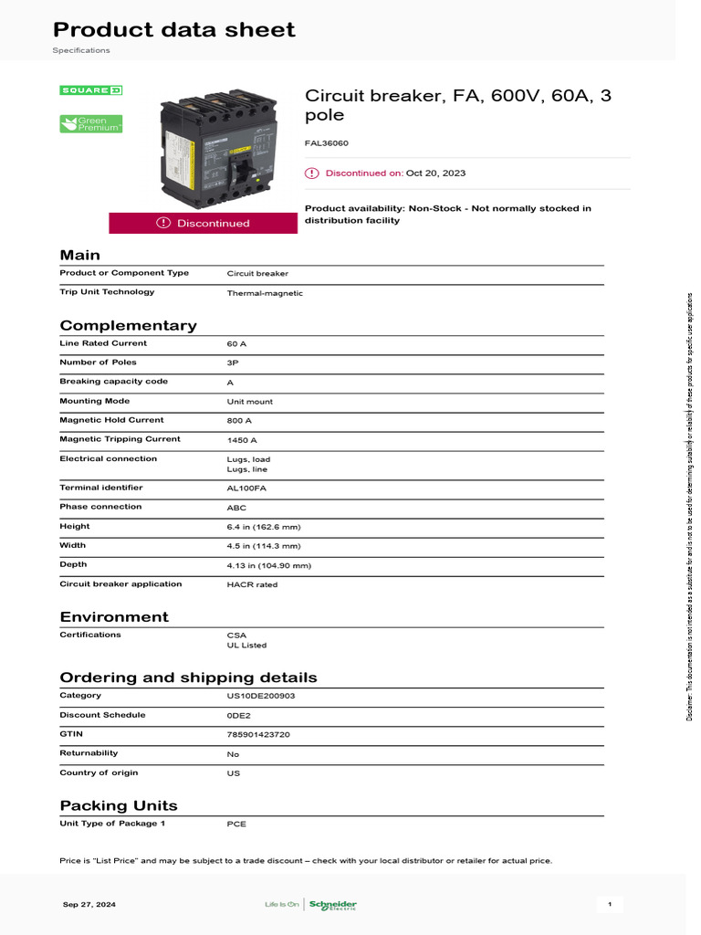 Schneider Electric - FA-Fframe-molded-case-circuit-breakers-and ...