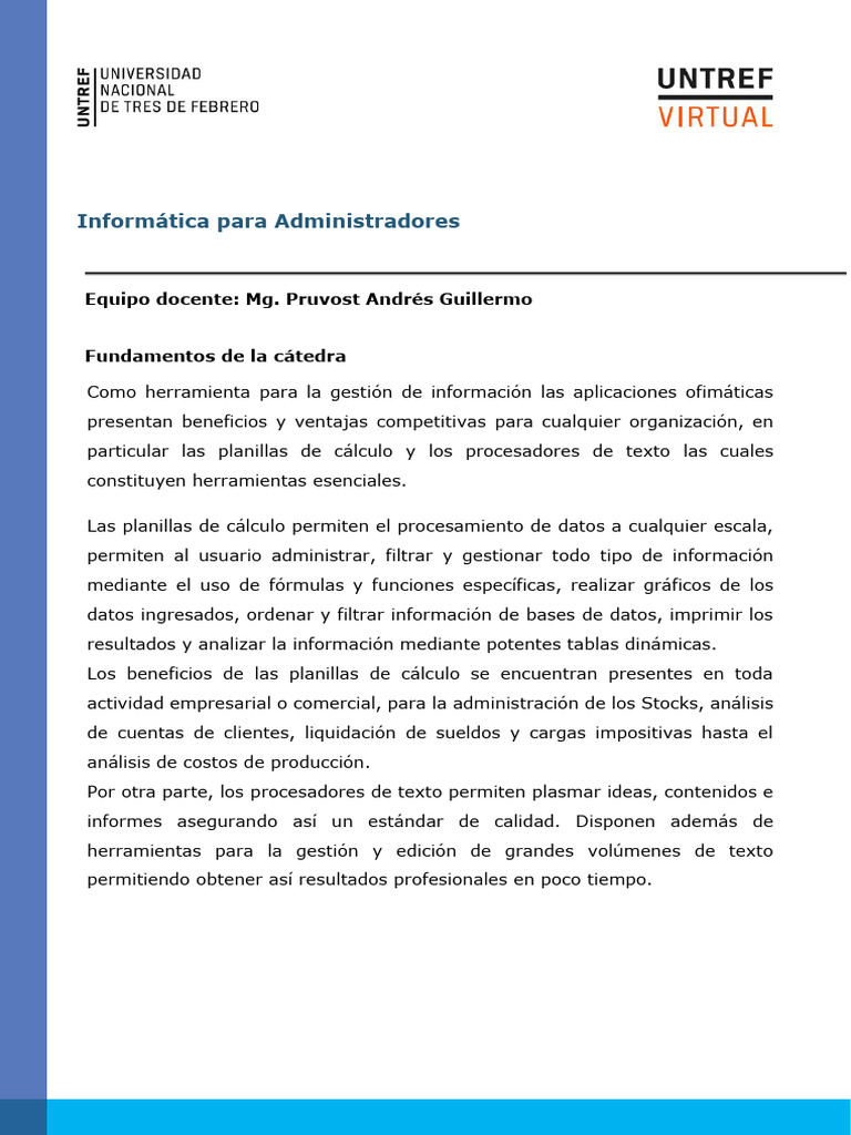 Programa Informatica para Administradores 2024 | PDF