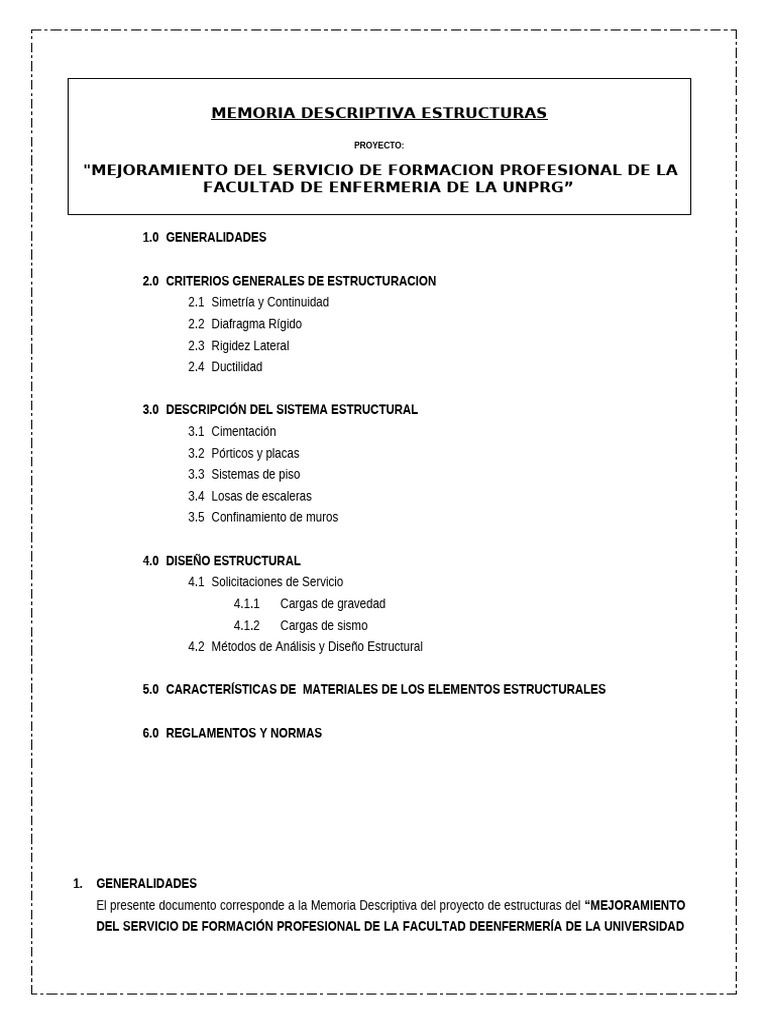 Memoria Descriptiva Estructuras Final | PDF