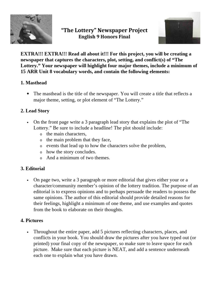 The Lottery - Newspaper Project | PDF