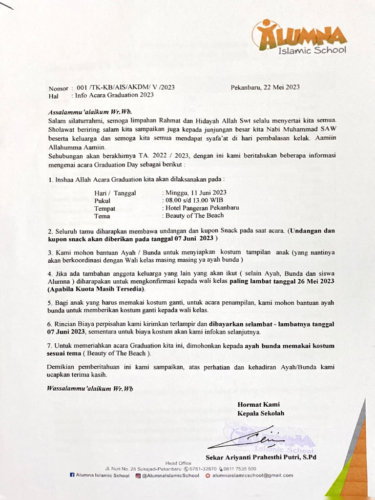 Info Acara Graduation | PDF