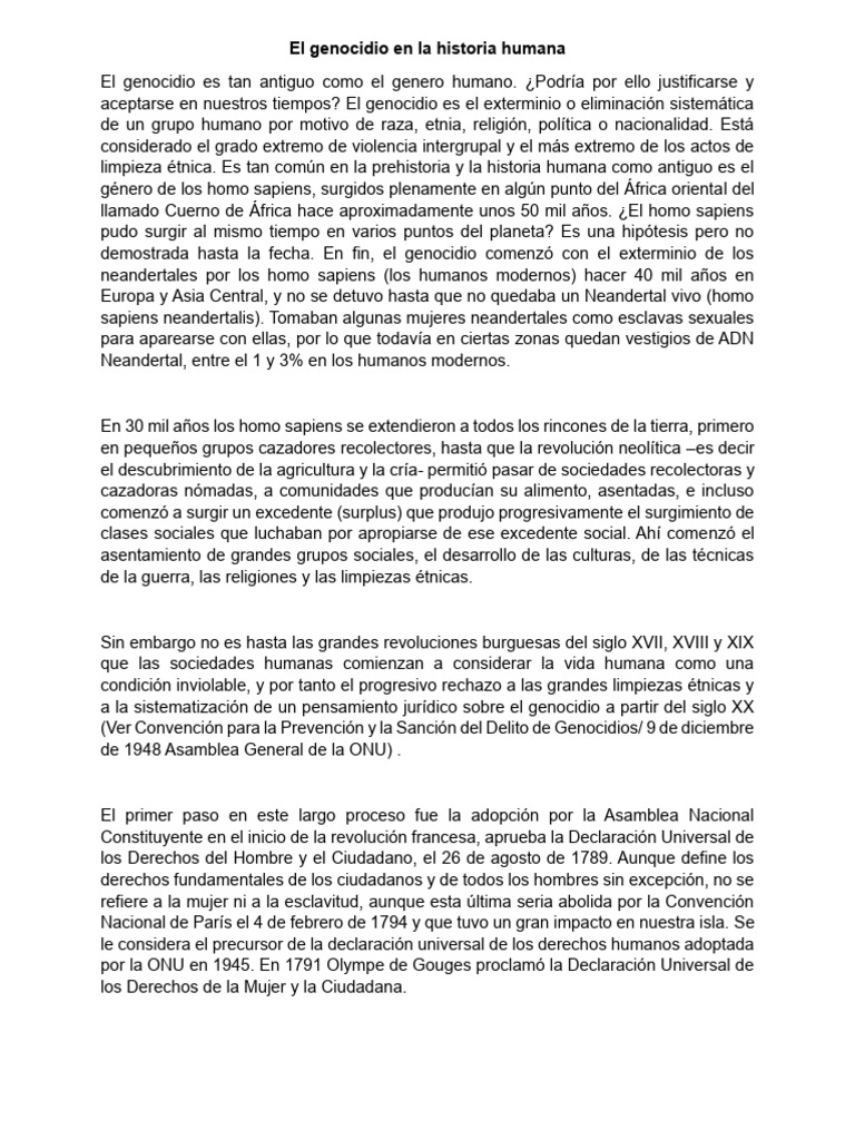 El Genocidio en La Historia Humana | PDF