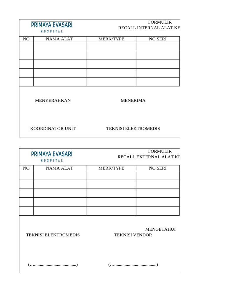 Form Recall Int Dan Ext | PDF