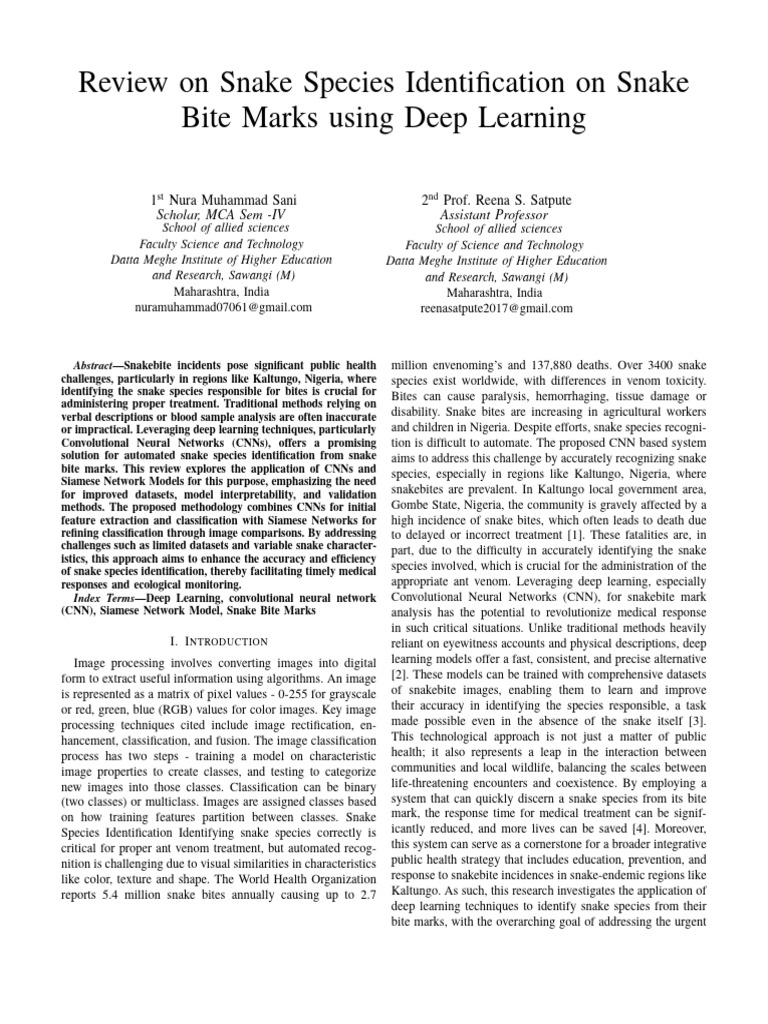 IEEE Conference On Snake Species Identification Review | PDF | Deep ...