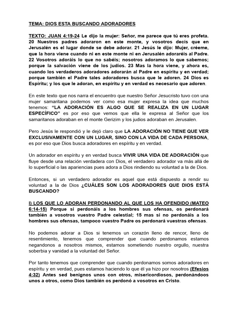 Adoradores en Espíritu y Verdad | PDF | Jesús | Verdad