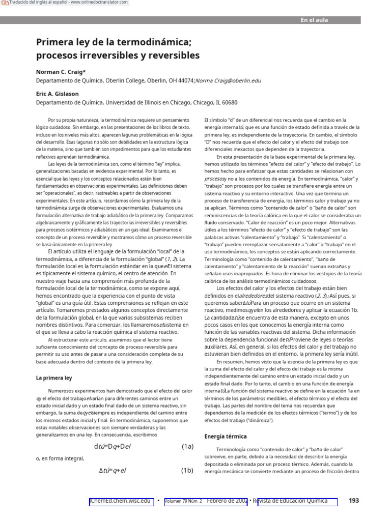 First Law ThermoD-irreversible-reversible Processes - En.es | PDF