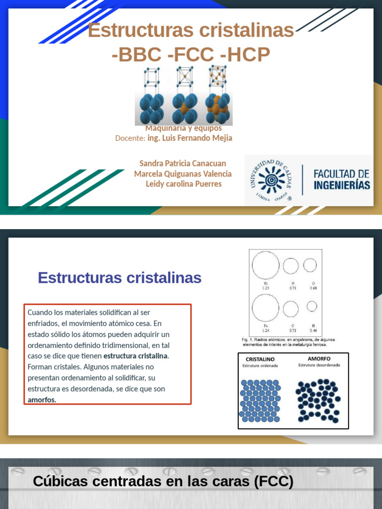 Estructura Cristalinas BCC FCC HCP | PDF
