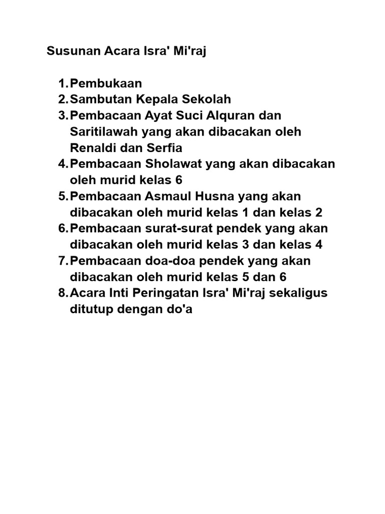 Susunan Acara Isra' Mi'Raj | PDF