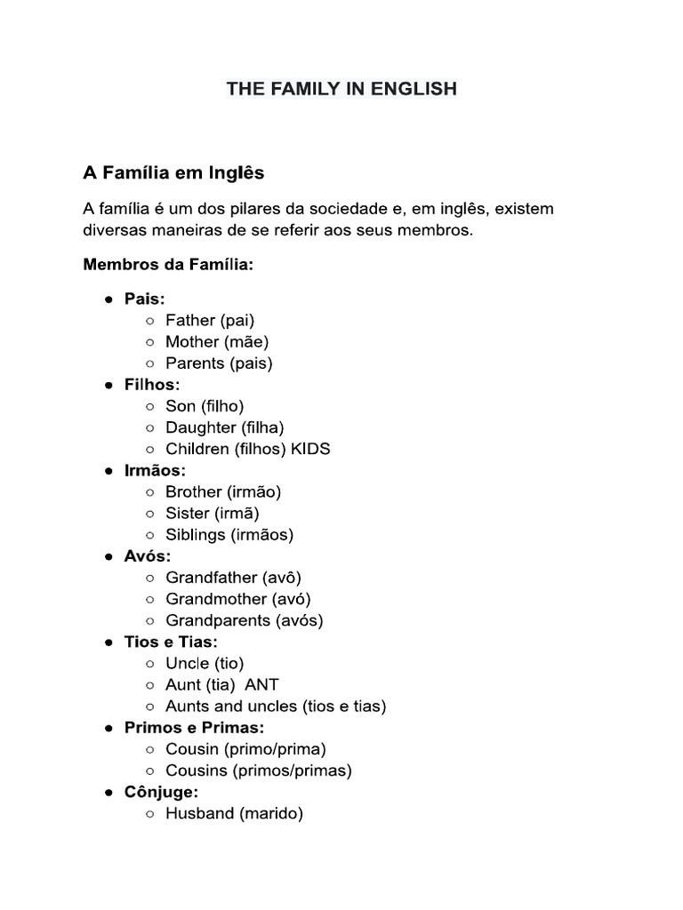The Family in English | PDF