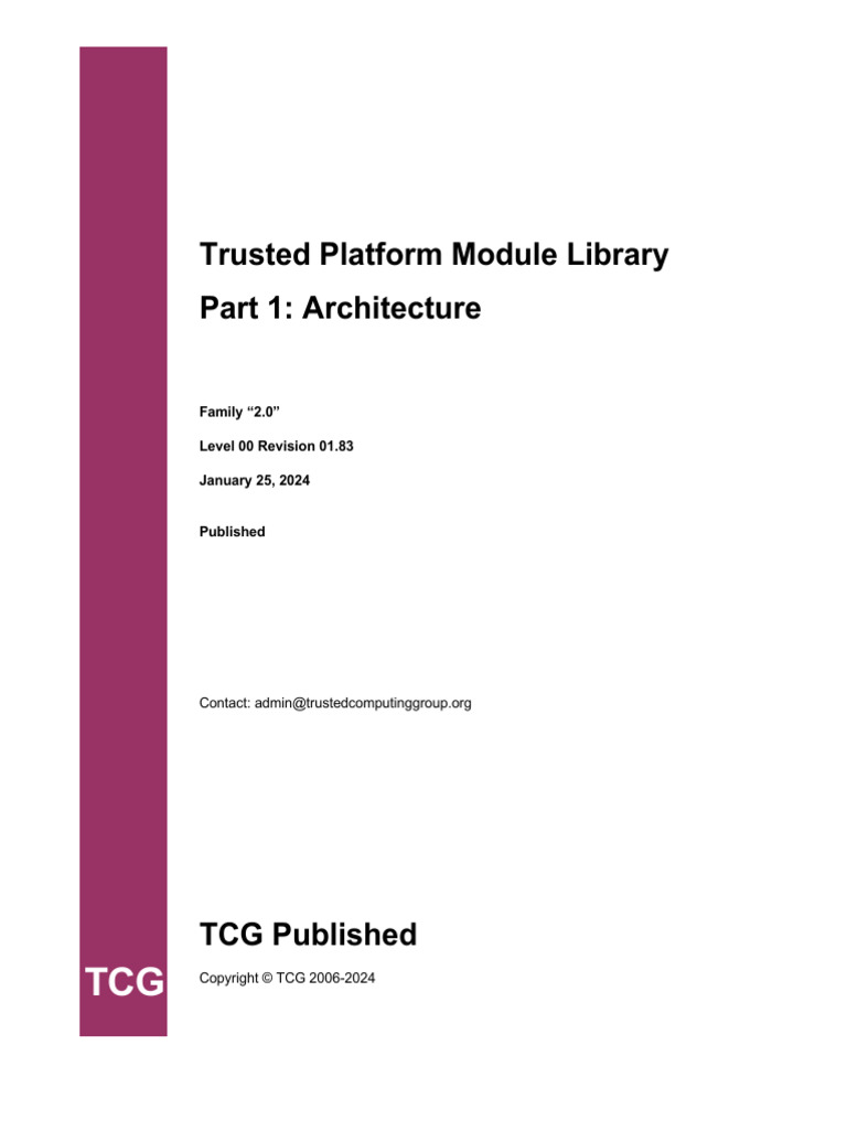 TPM 2.0 1.83 Part 1 Architecture | PDF