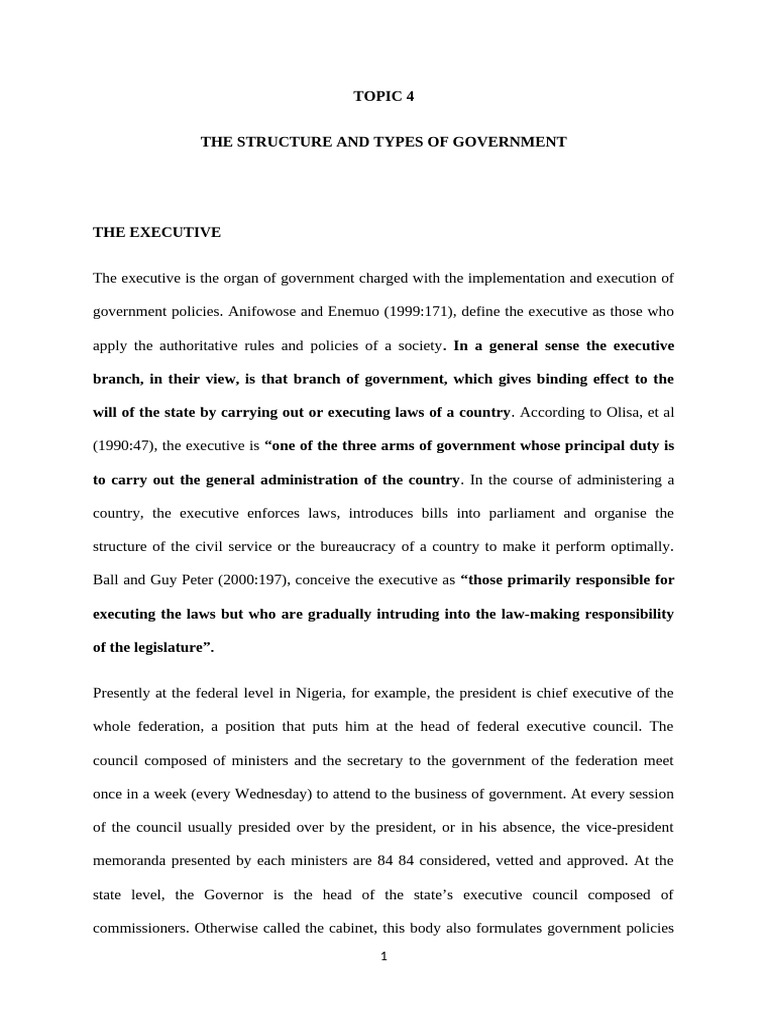 TOPIC 4 Structures and Types of Government | PDF | Legislature ...