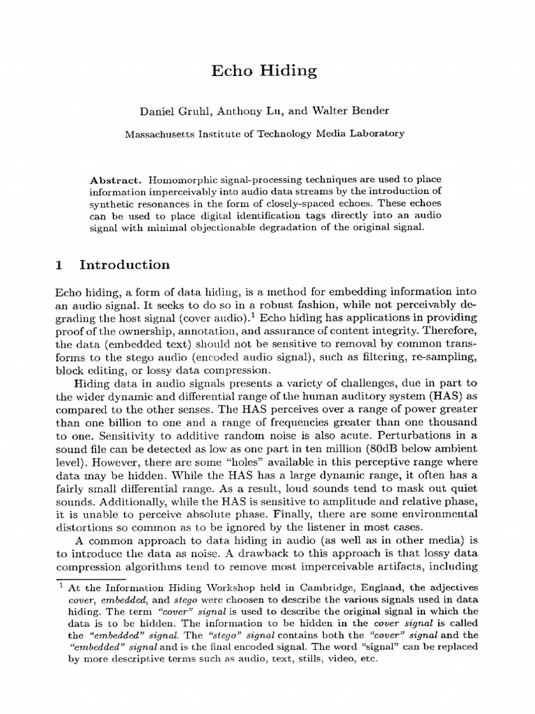 1996 Echo Hiding | PDF