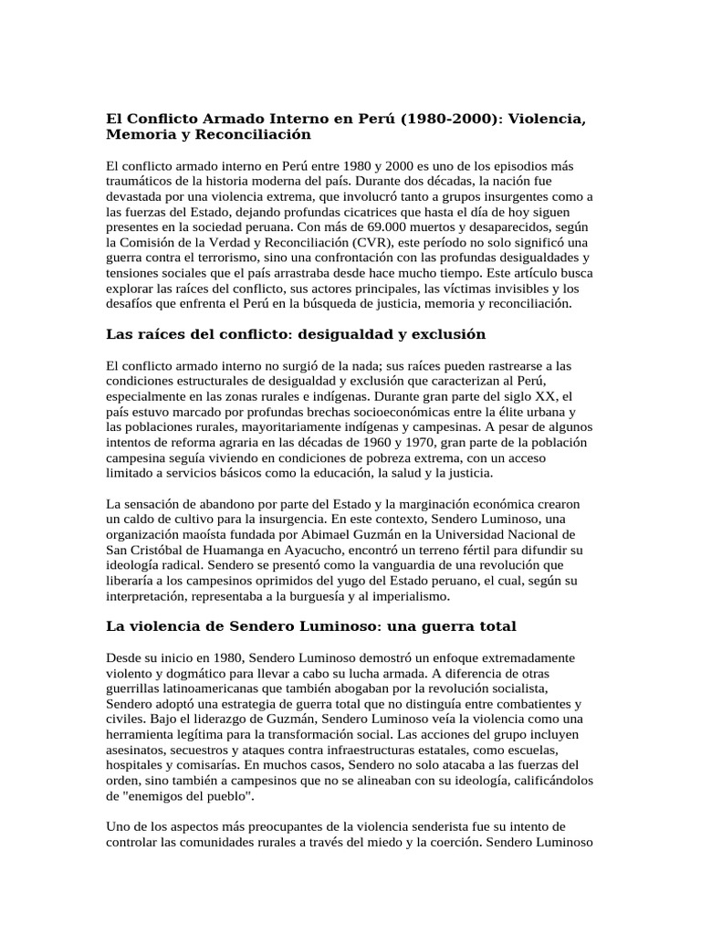 El Conflicto Armado Interno en Perú | PDF