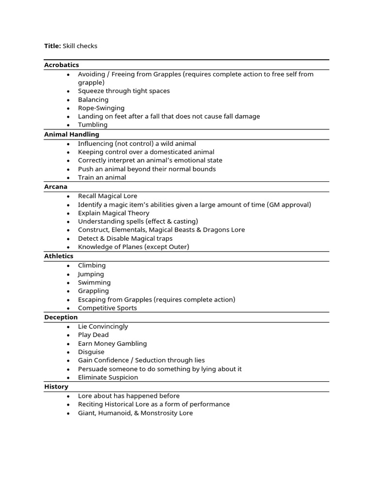 Skill Checks | PDF