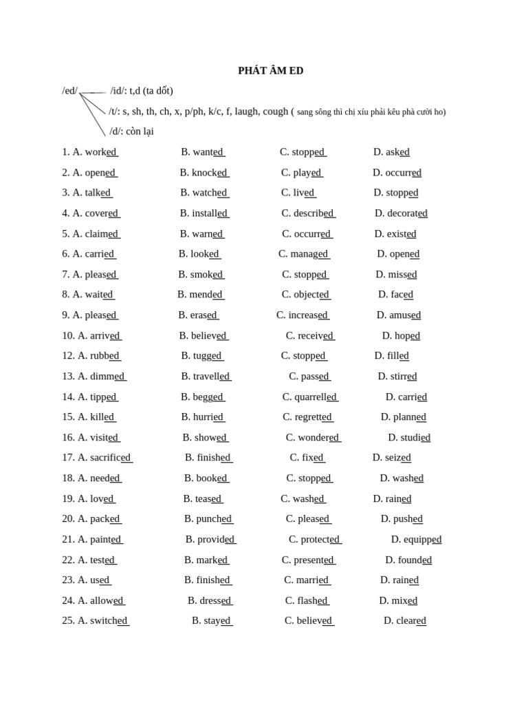 Phát Âm Ed: sang sông thì chị xíu phải kêu phà cười ho) | PDF