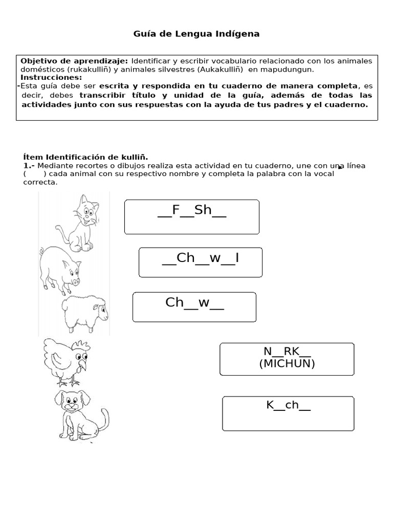 Guia-Lengua-Indigena - LOS ANIMALES | PDF