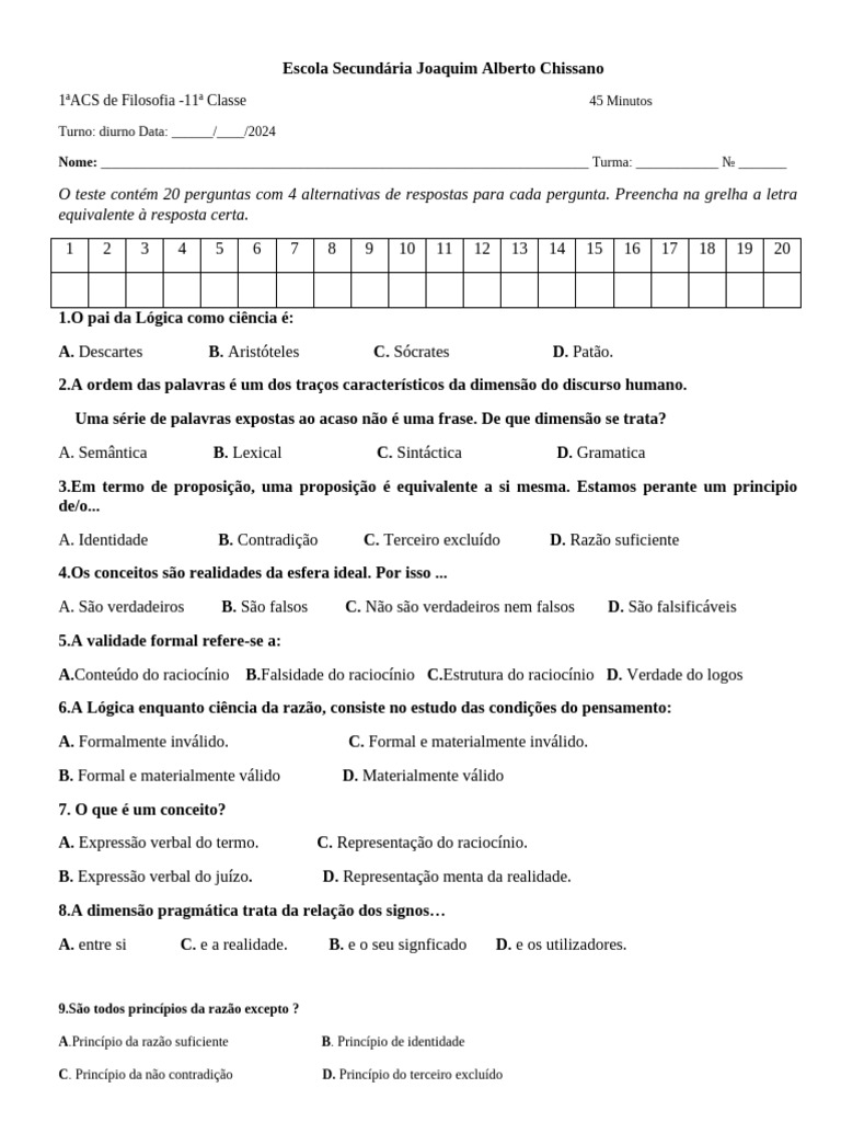 01 Teste de Lógica | PDF