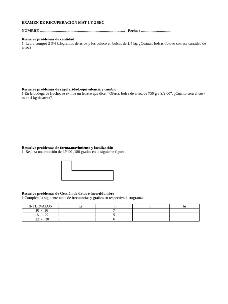 Examen de Recuperacion Mat 1 - 1 | PDF