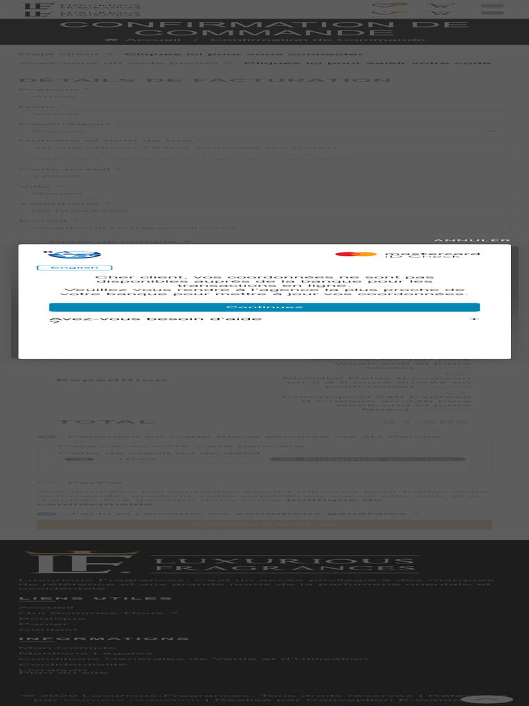 Confirmation de Commande - Luxurious Fragrances | PDF