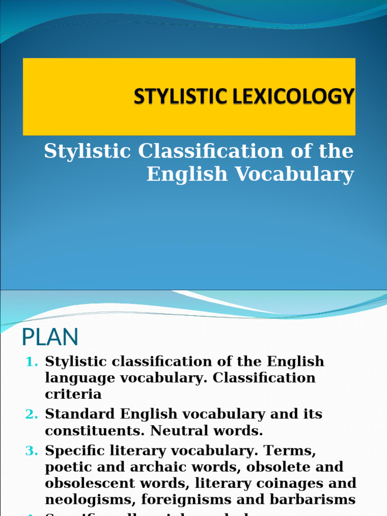 Stylistic Lexicology | PDF