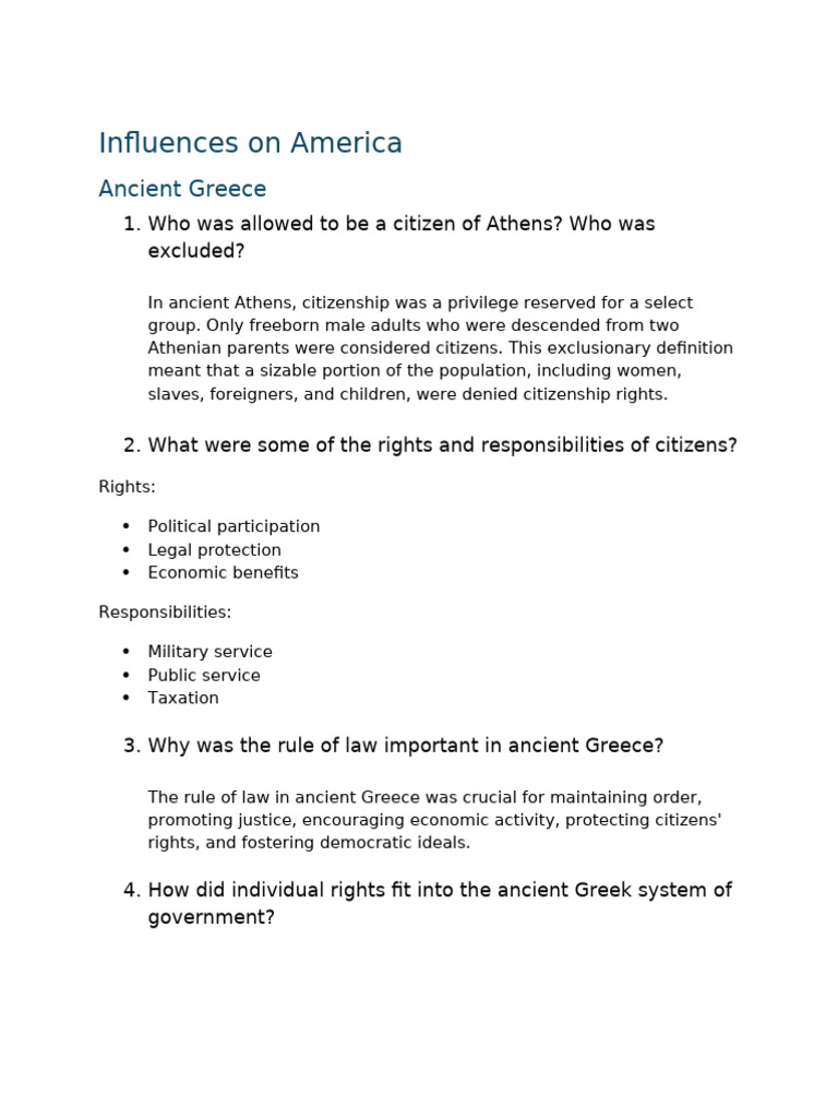 Influences On America | PDF