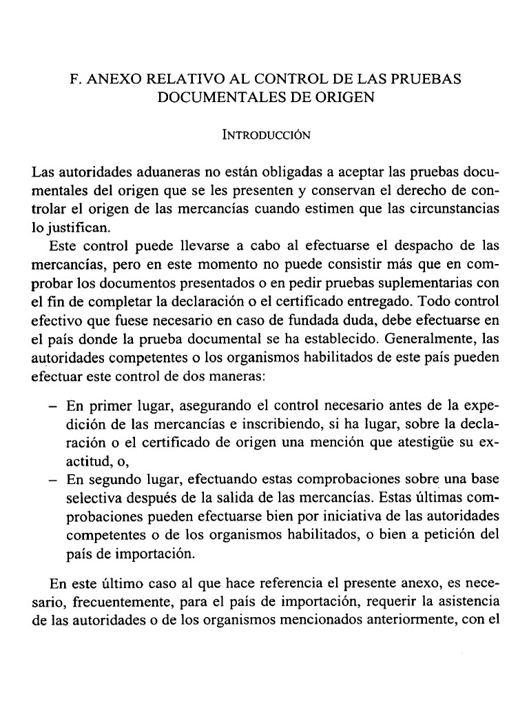 F Anexo Relativo Al Control de Las Pruebas Documentales de Origen | PDF