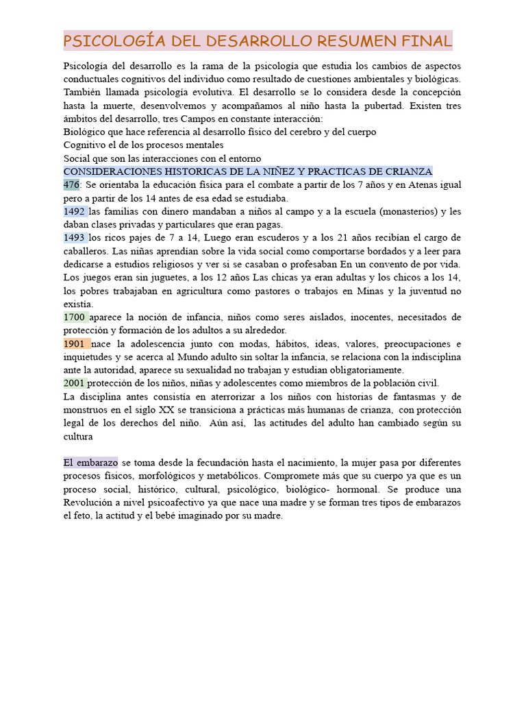 Resumen FINAL Psico Desarrollo | PDF