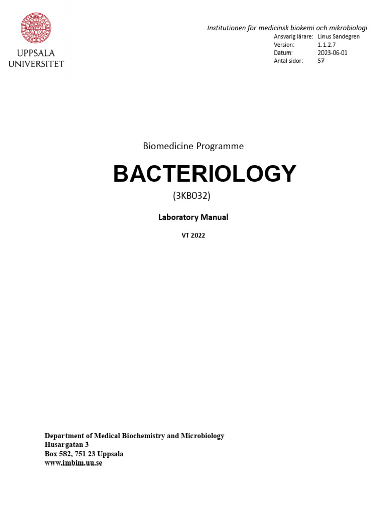 Bacteriology - LabManual Updated For VT24 | PDF | Growth Medium ...