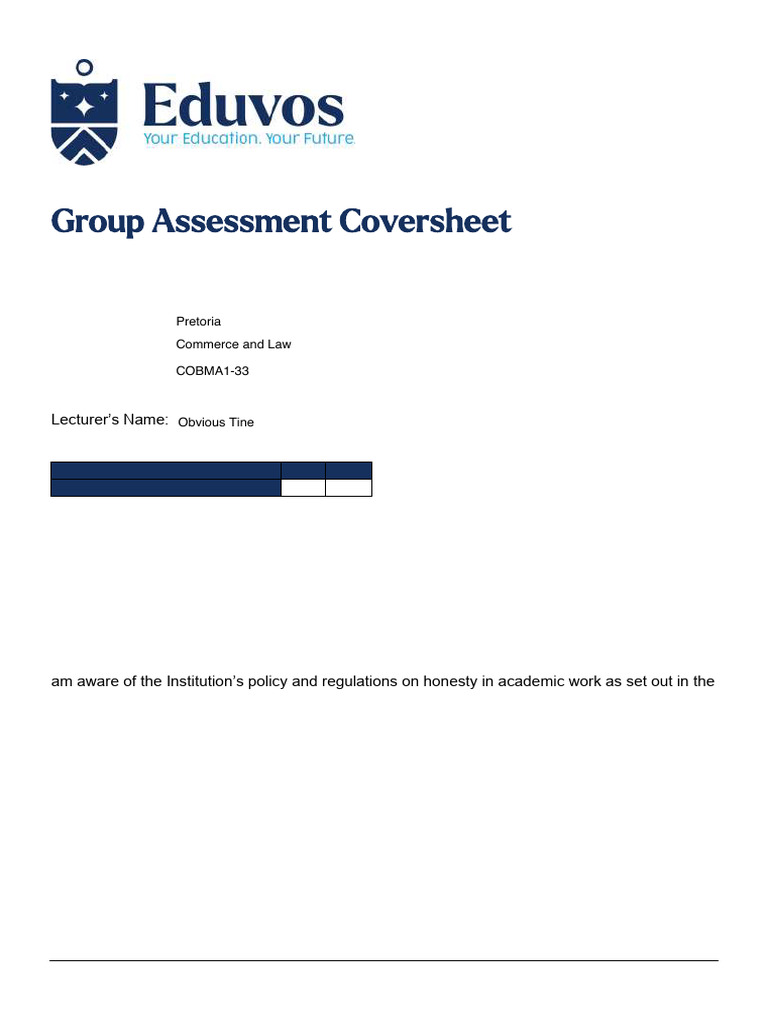 Group Assignment Coversheet V1.2 | PDF