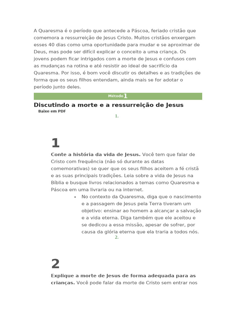 A Quaresma É o Período Que Antecede A Páscoa | PDF