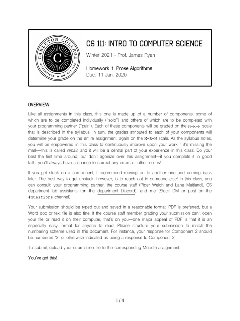 CS111 W21 Homework 1 | PDF