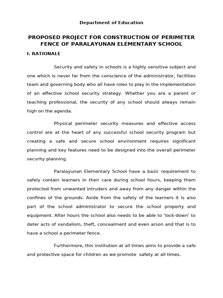 Perimeter Fence Project for Paralayunan School | PDF | Plywood