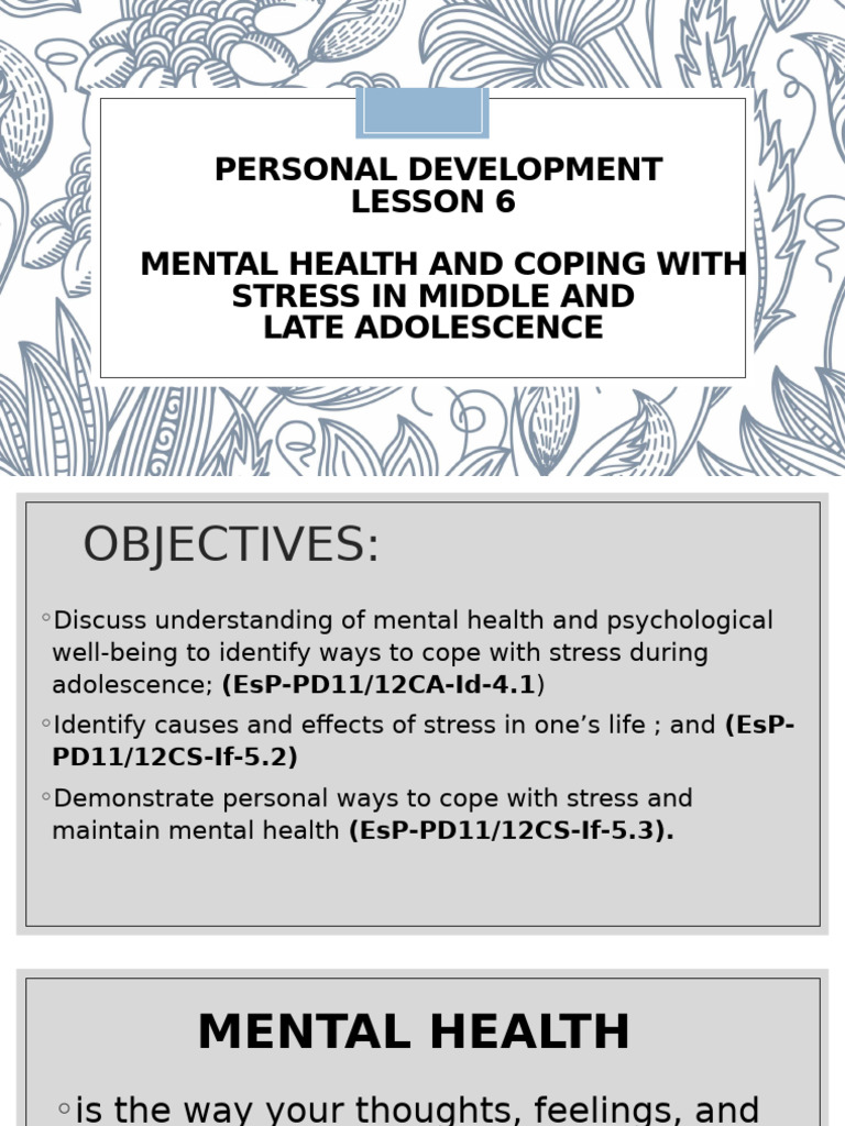 Mental Health Lesson 6 | PDF