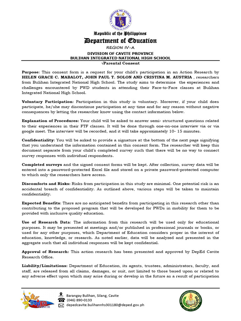 Sample Consent Form | PDF