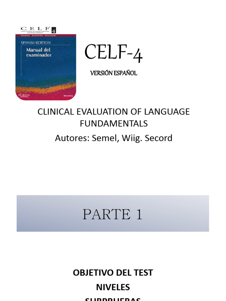 CELF-4 PARTE 1 A Distancia Presentación PDF | PDF
