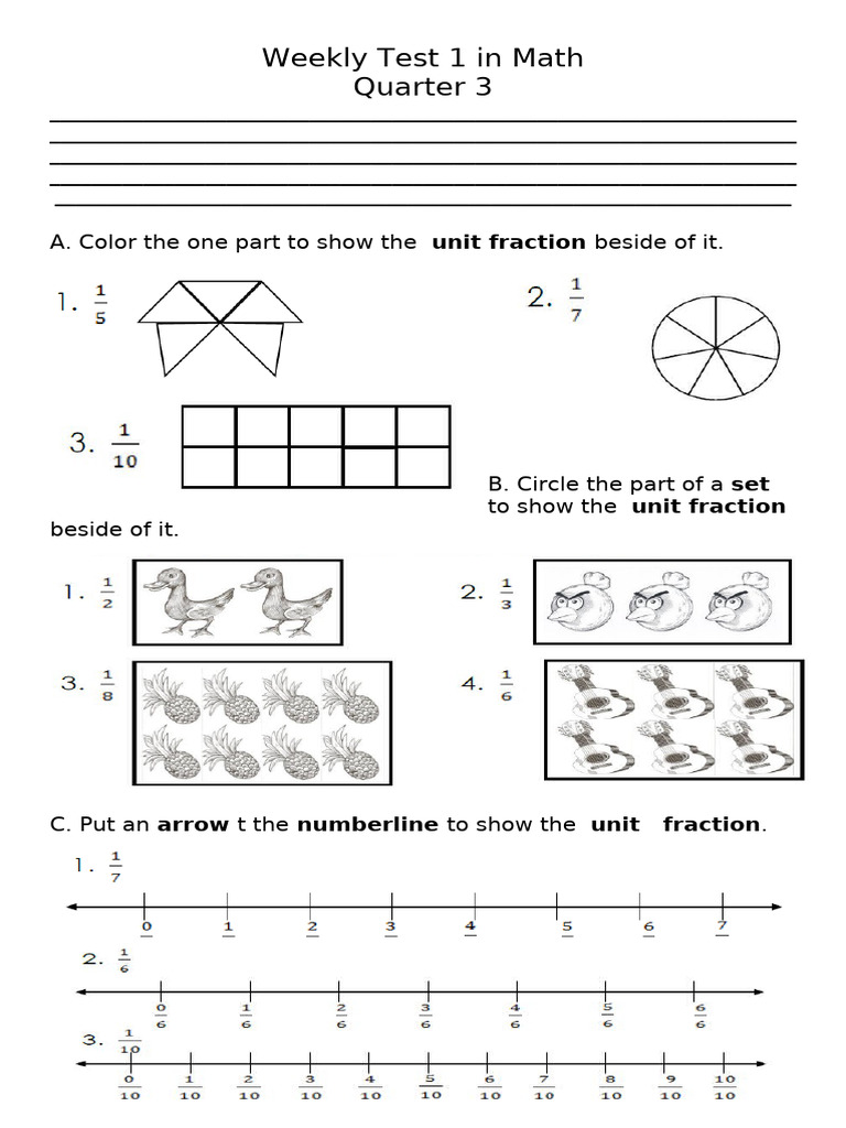 Weekly Test-Unit Fraction | PDF