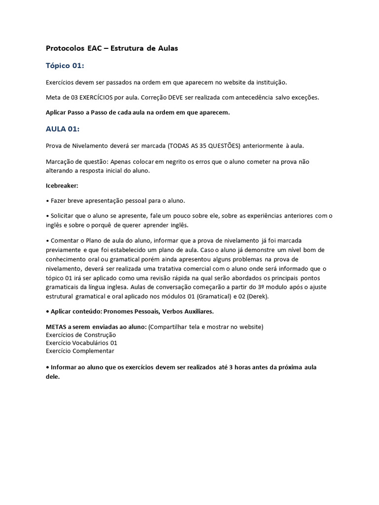 Protocolos EAC - Tópico 01 | PDF | Famílias linguísticas